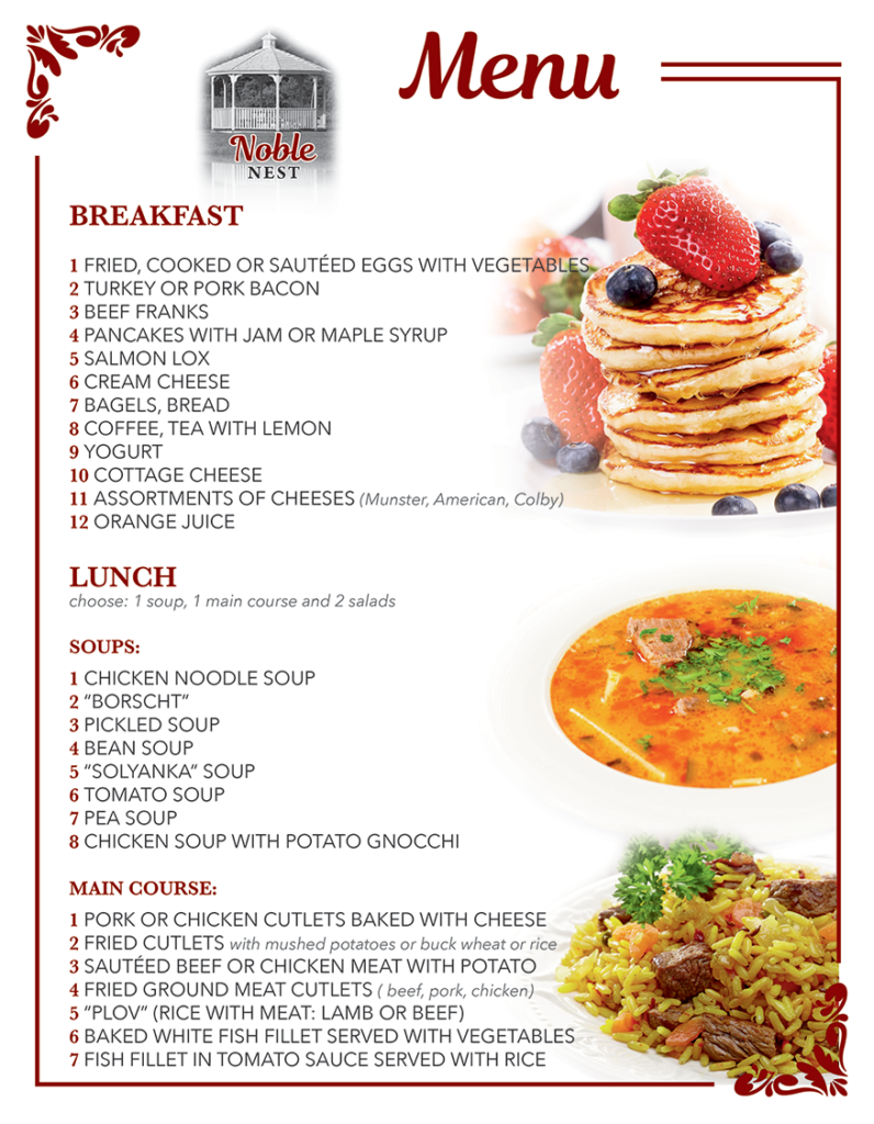 Noble Nest White Plains NY | Restaurant menu